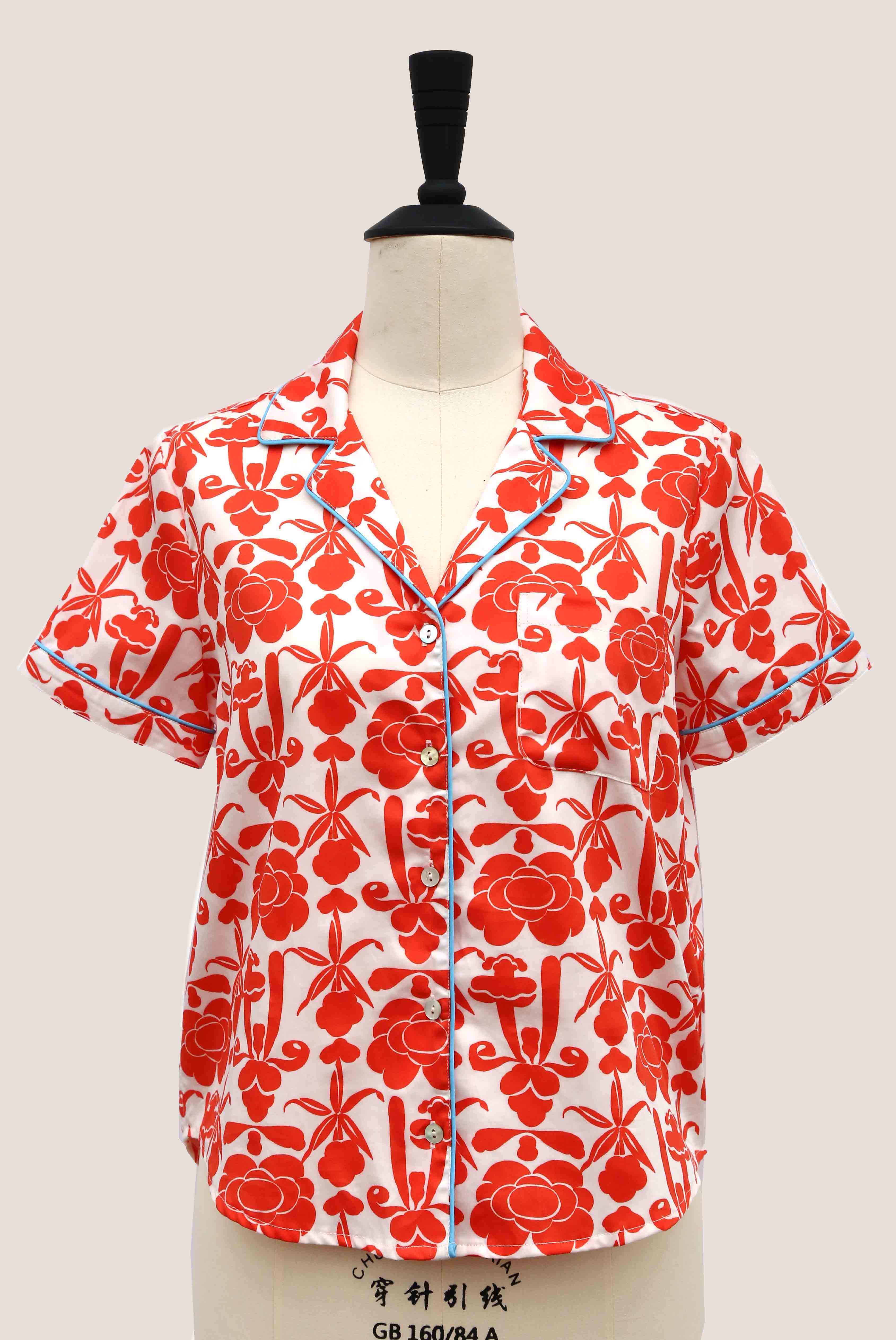 Classic Ladies Shirt - Lan Hua, Red With Love – Nala International