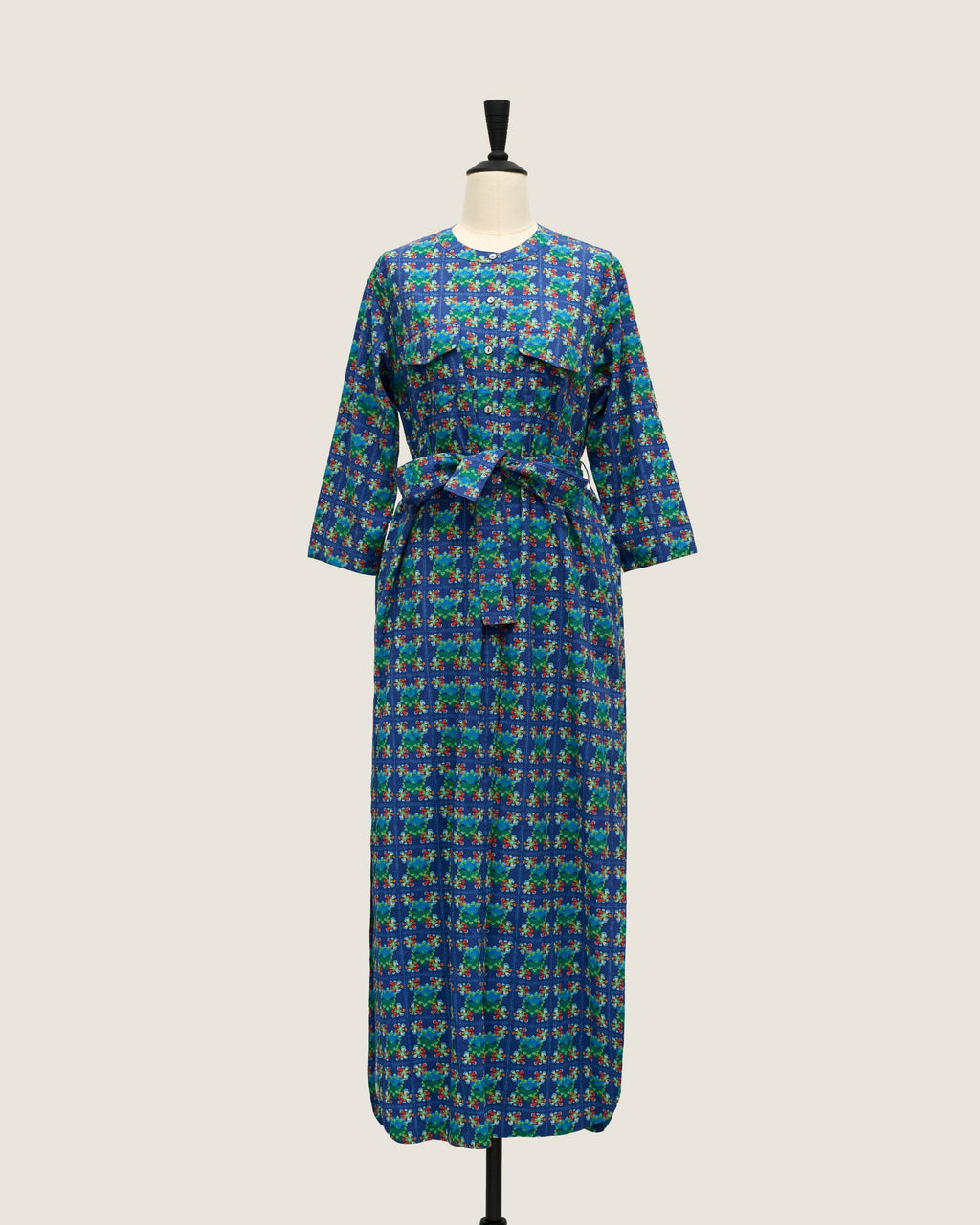 Original Long Shirt Dress - Bunga Raya Tiles Blue – Nala International