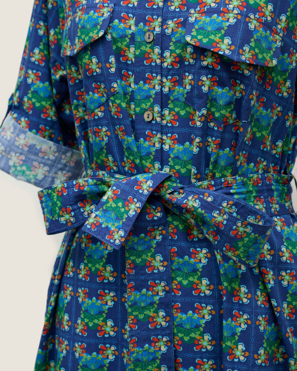 Original Long Shirt Dress - Bunga Raya Tiles Blue – Nala International